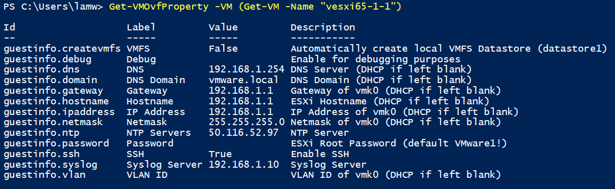 Updating OVF properties for a VM using vSphere API and PowerCLI