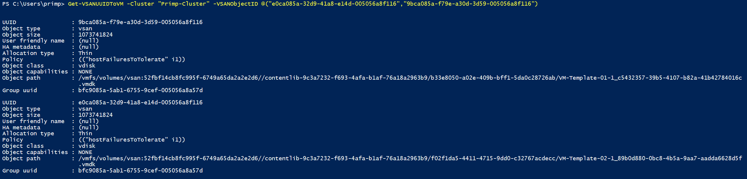 Translating vSAN VM Object IDs (UUID to VM and VM to UUID)