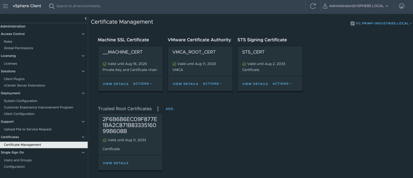 Retrieving Vcenter Server Certificate Machine Vmca Root Sts